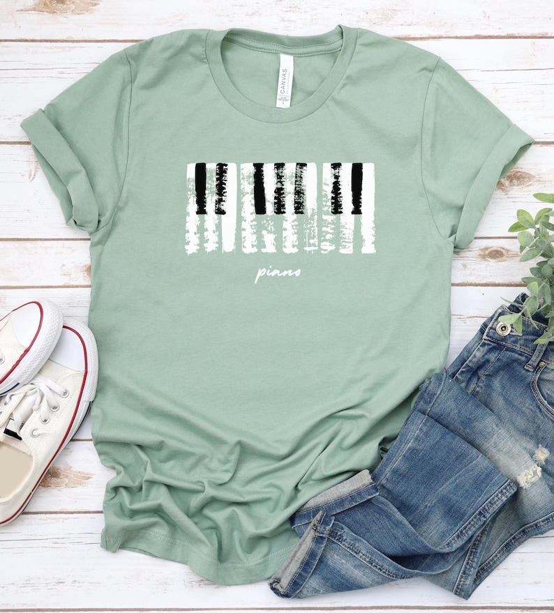 Piano Shirt, Minimalist Distressed Piano Keys Tee, Piano Teacher Gift ...