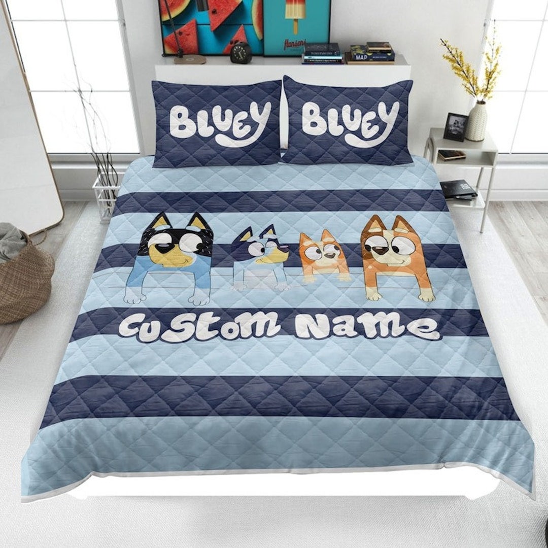 Personalized Bluey Family Quilt Bedding Set Custom Name Bluey - Etsy ...