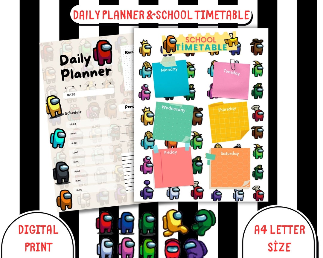 Kids Planner Among Us School Timetable-planner for Kids - Etsy