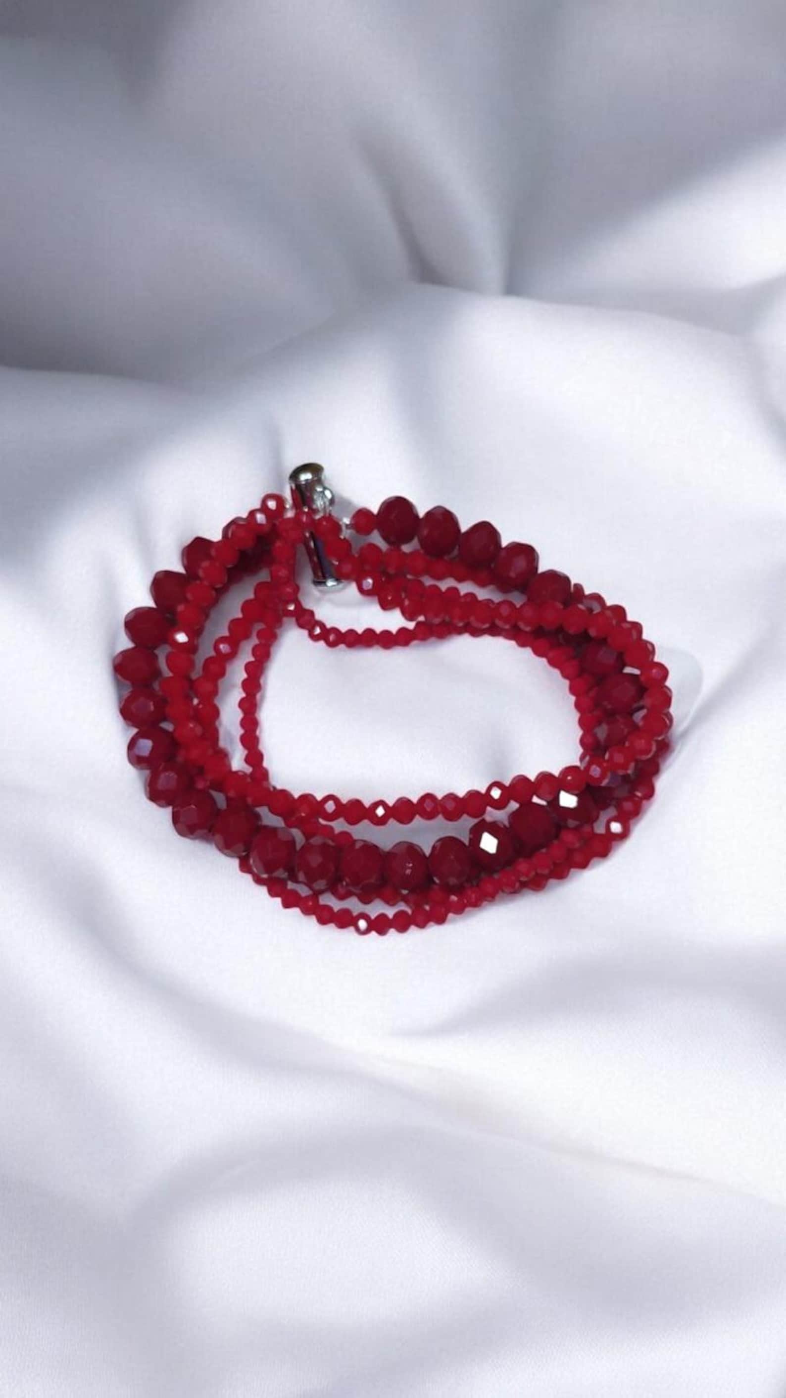 Set of Jewelry Made of Red Glass Rondel Beads of Various Sizes From 4 ...