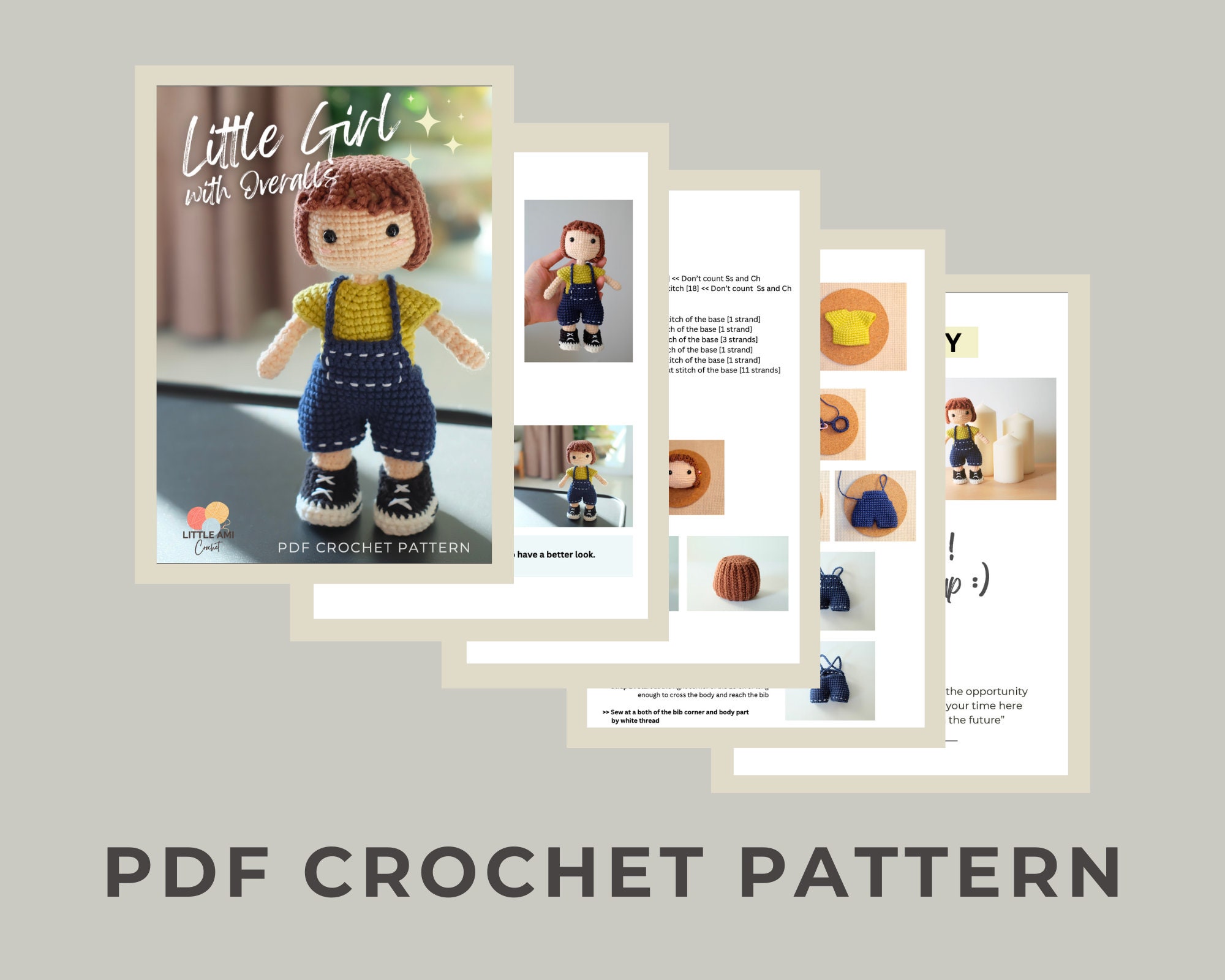Amigurumi Crochet Little Girl With Overalls Doll Pattern, English ...