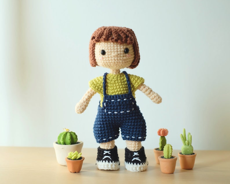 Amigurumi Crochet Little Girl With Overalls Doll Pattern, English ...