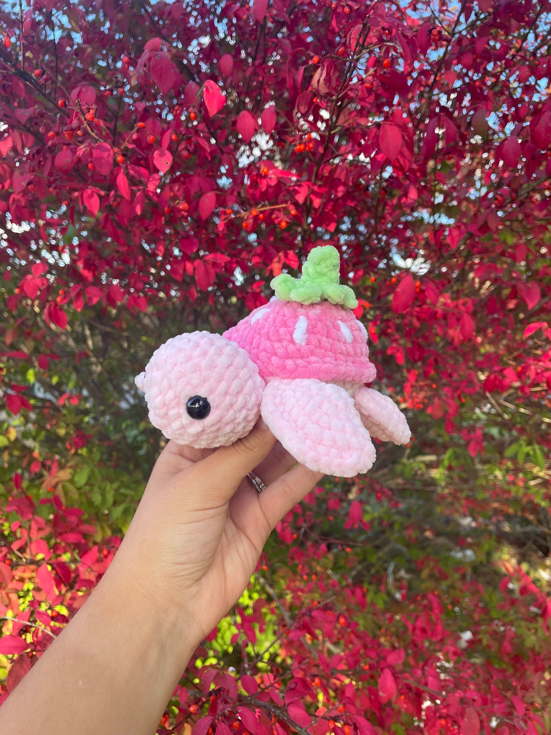 Mini Strawberry Turtle Small Cute Plushie Amigurumi - Etsy