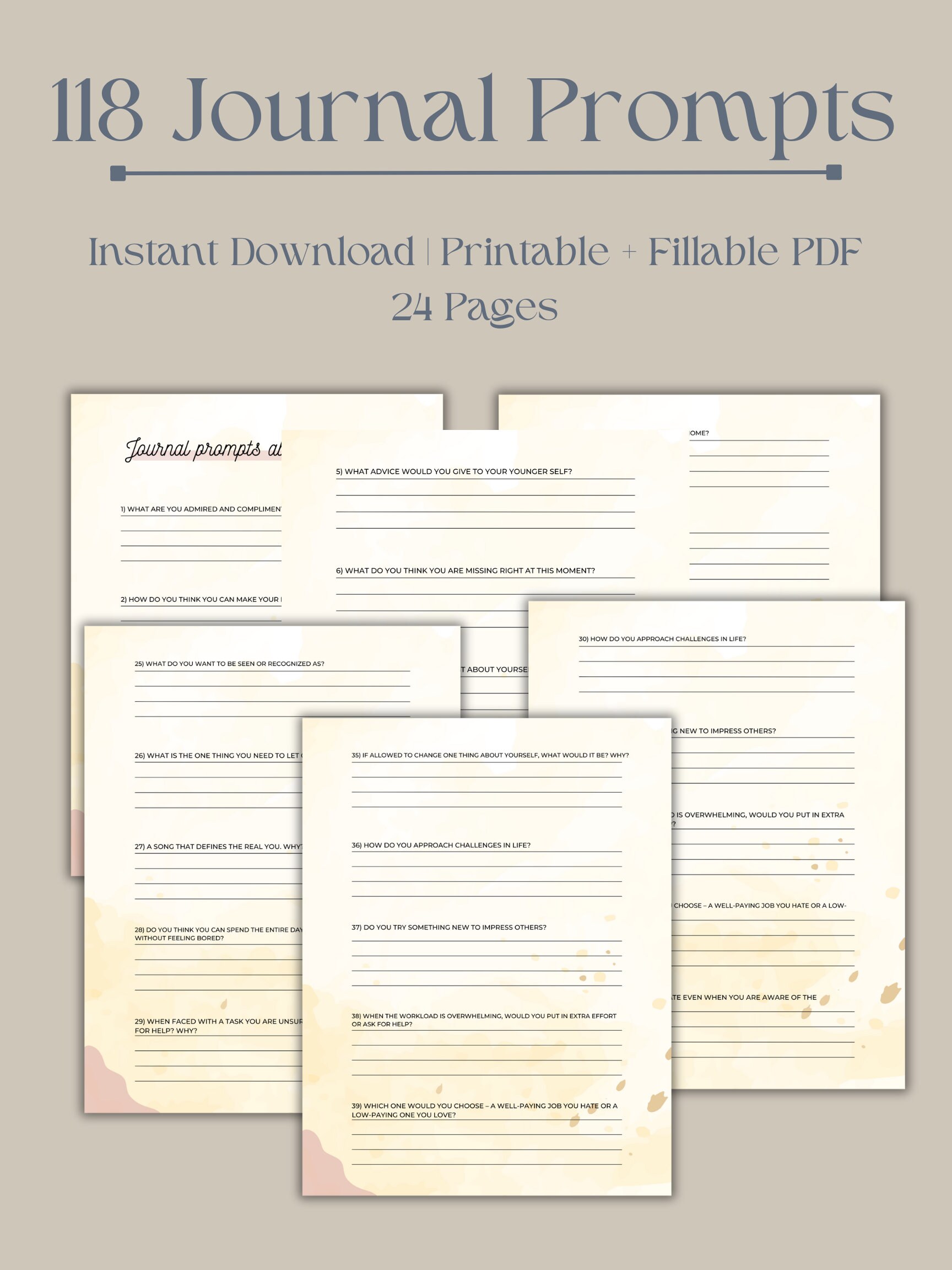 118 Journal Prompts Template - Etsy