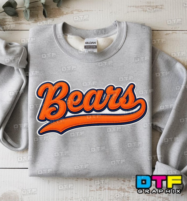 Chicago Bears Script Lettering Embroidered Patch Style – DTF Digital ...
