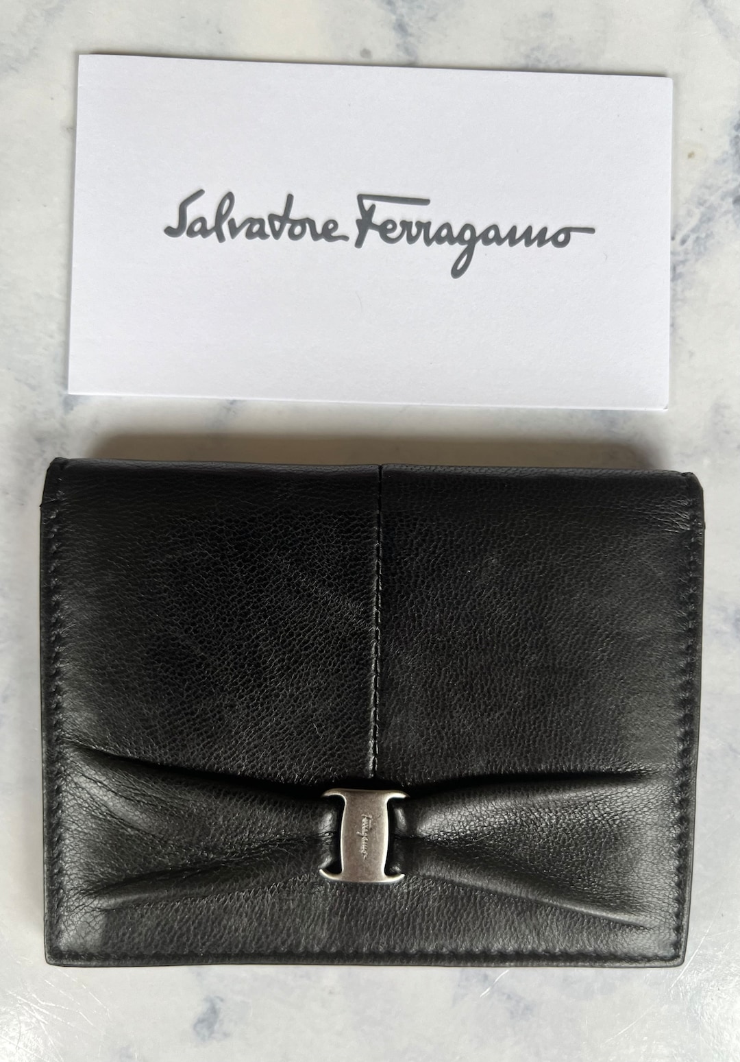 SALVATORE FERRAGAMO Black Travel Card Holder With Box - Etsy