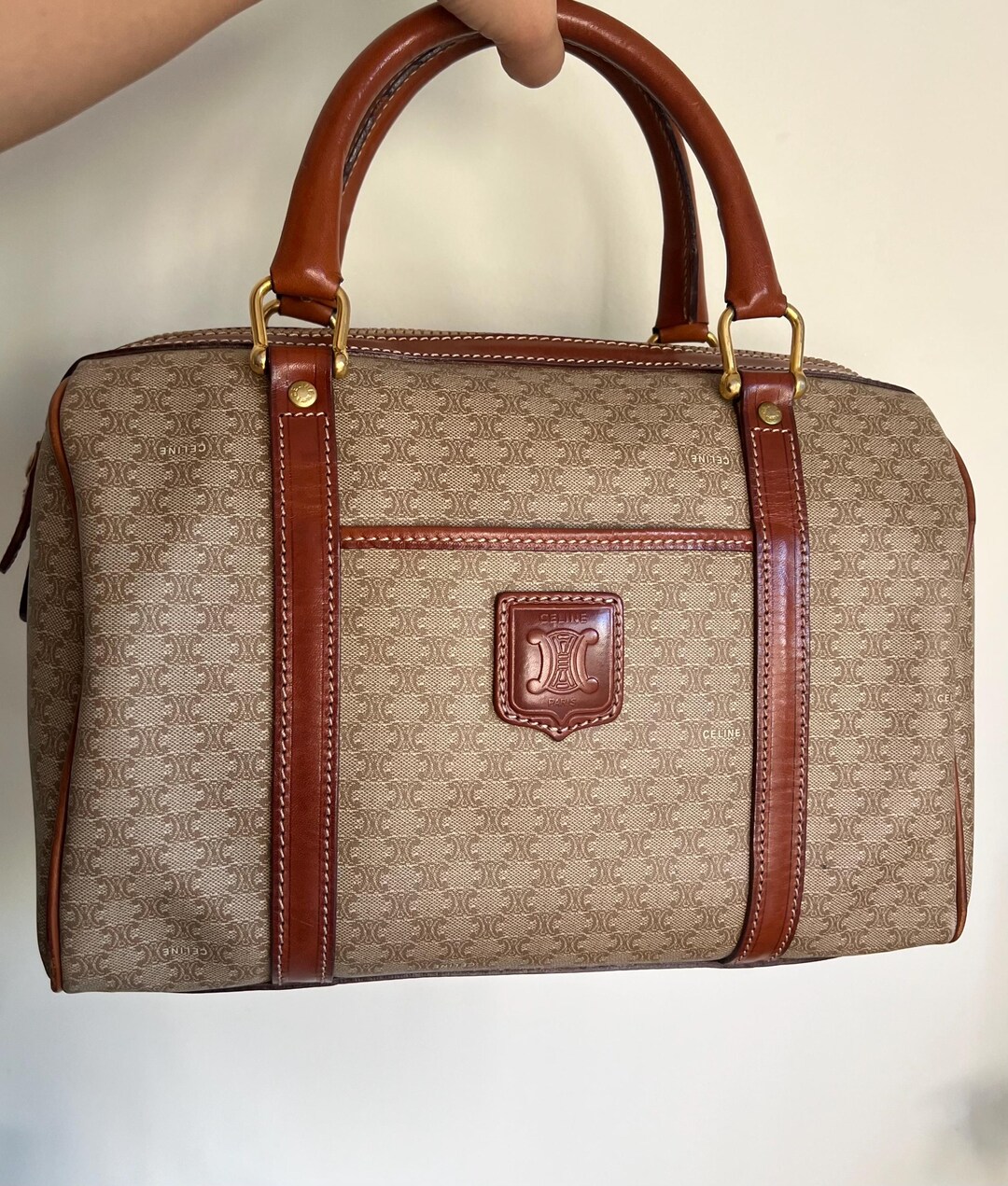 CELINE Vintage Boston Bag Macadam - Etsy