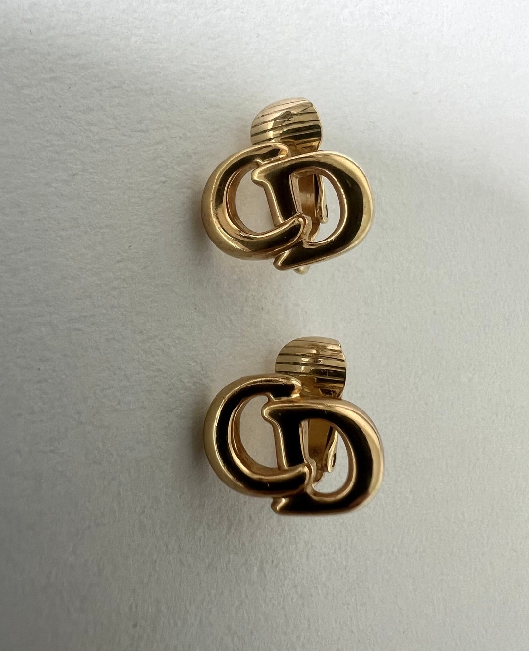 Christian Dior Vintage Gold Tone CD Logo Clip on Earring - Etsy