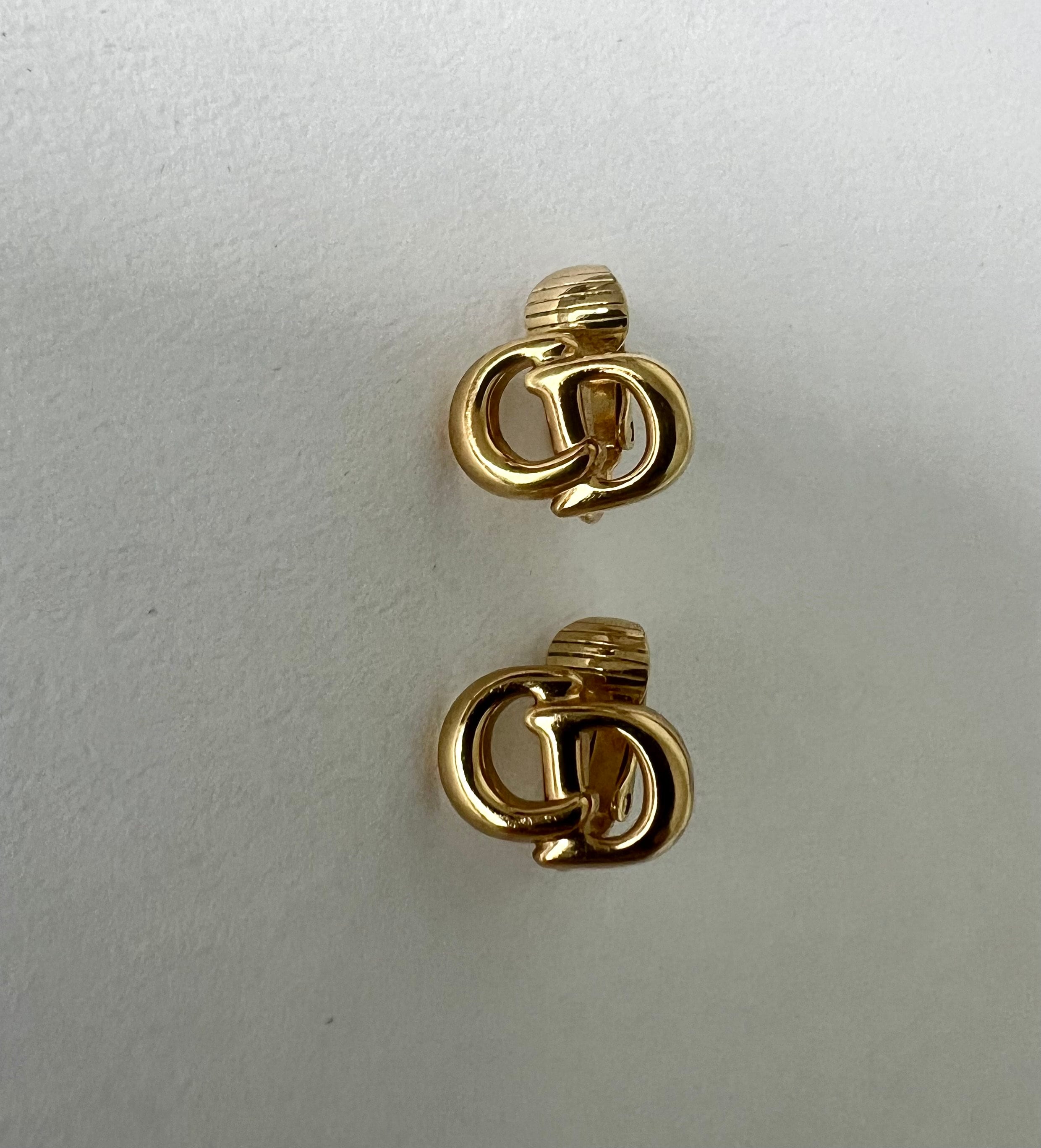 Christian Dior Vintage Gold Tone CD Logo Clip on Earring - Etsy
