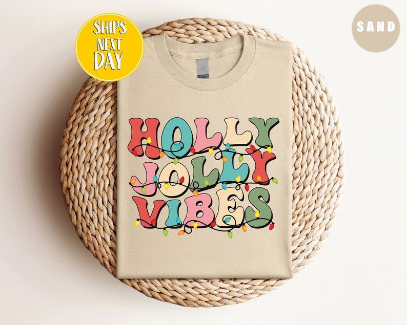 Holly Jolly Vibes Retro Christmas Shirt, Holly Jolly Vibes Shirt ...