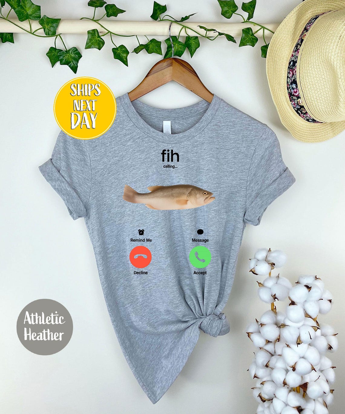 Fih T-shirt, Funny Fih Calling Shirt, Fish Calling, Fih Incoming Call ...