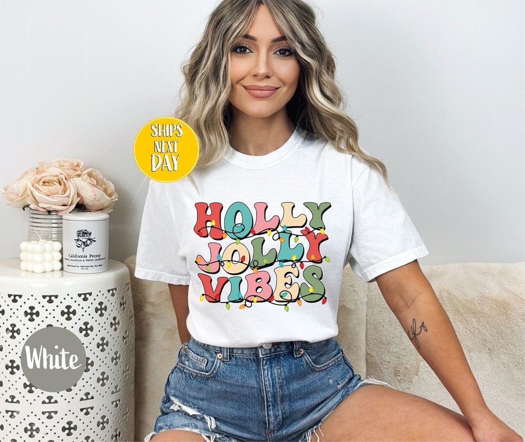 Holly Jolly Vibes Retro Christmas Shirt, Holly Jolly Vibes Shirt ...