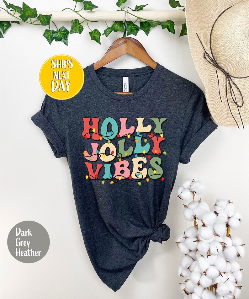Holly Jolly Vibes Retro Christmas Shirt, Holly Jolly Vibes Shirt ...