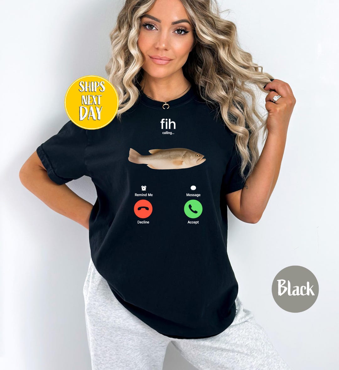 Fih T-shirt, Funny Fih Calling Shirt, Fish Calling, Fih Incoming Call ...