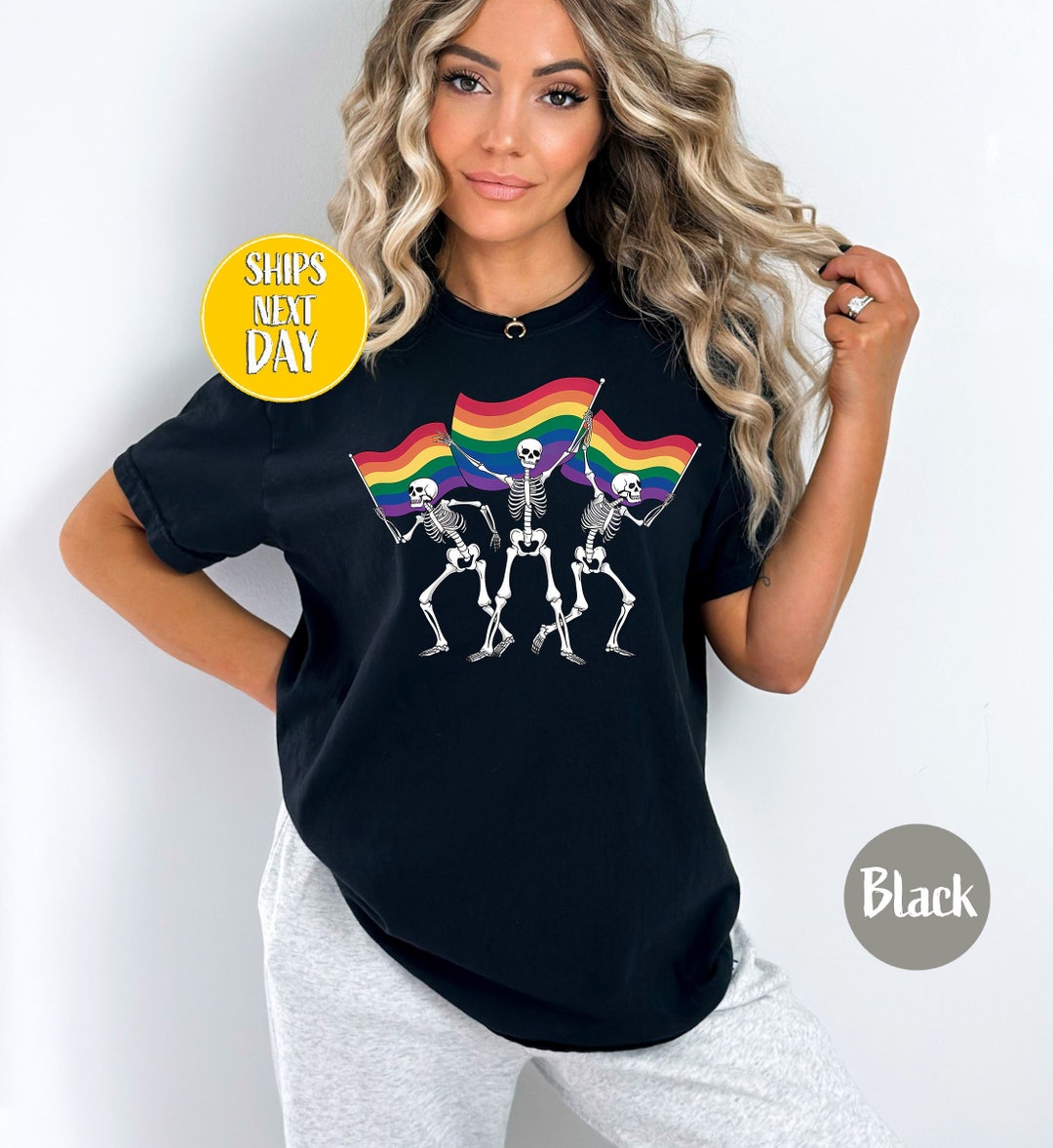 Skeleton LGBT Rainbow Pride Month T-shirt, LGBTQ Shirt, Skeletons With ...