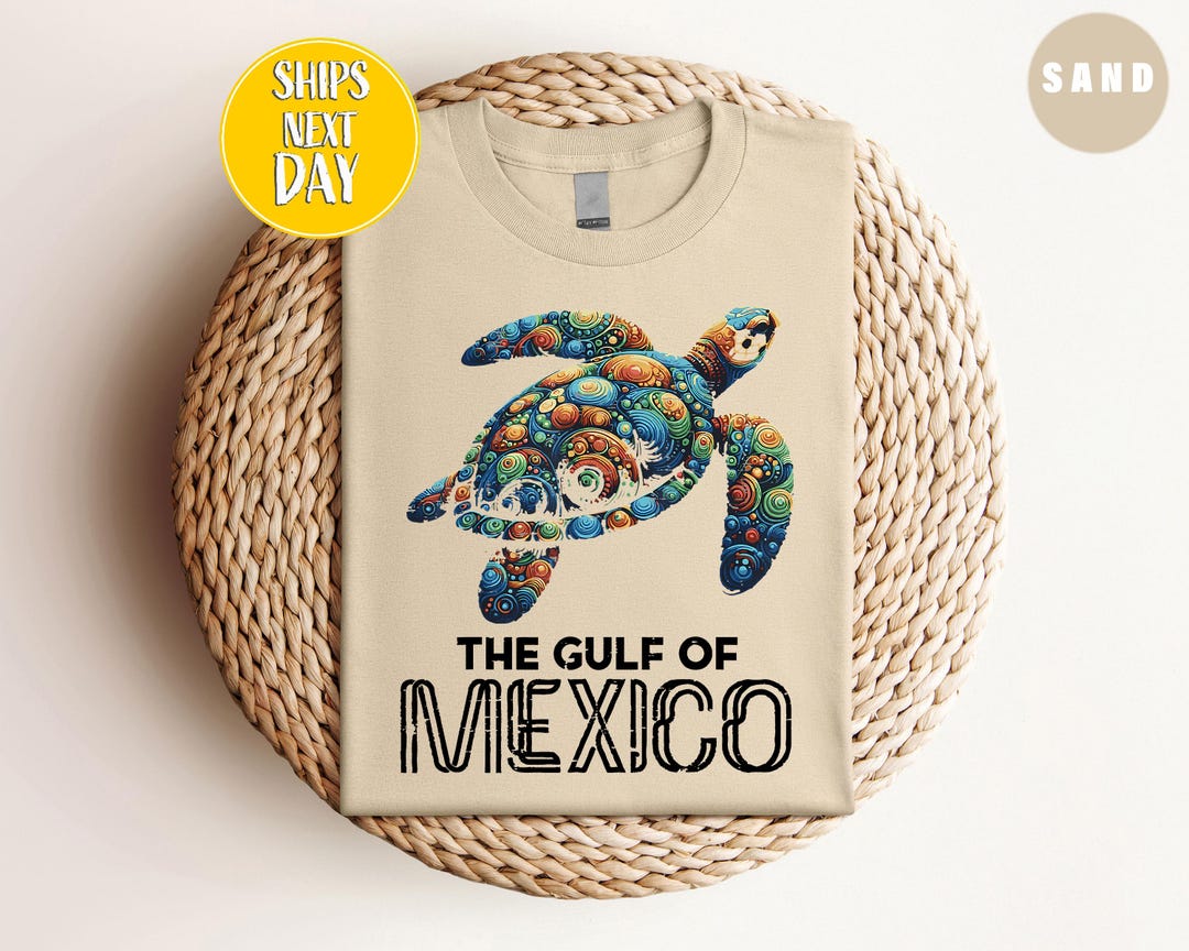 Colorful Mexican Turtle the Gulf of Mexico T-shirt, Colorful Ocean ...