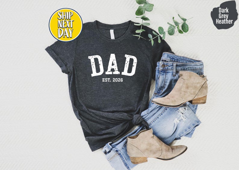 Custom Dad T-shirt, Dad Est 2026 Shirt, Pregnancy Announcement for Dad ...