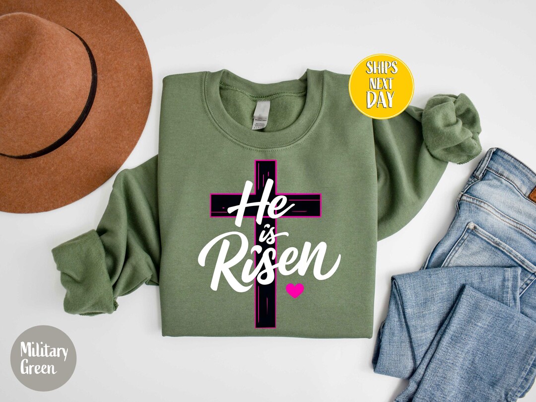 He is Risen Sweatshirt, Jesus Easter Shirt, Easter Shirt for Women ...