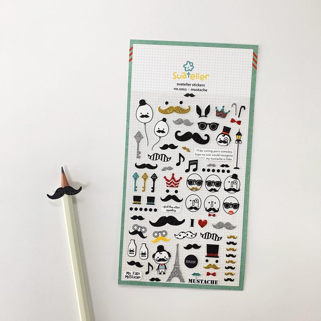Korean Stickers | Mustache | Cute Kawaii Sticker Pack | Journal ...