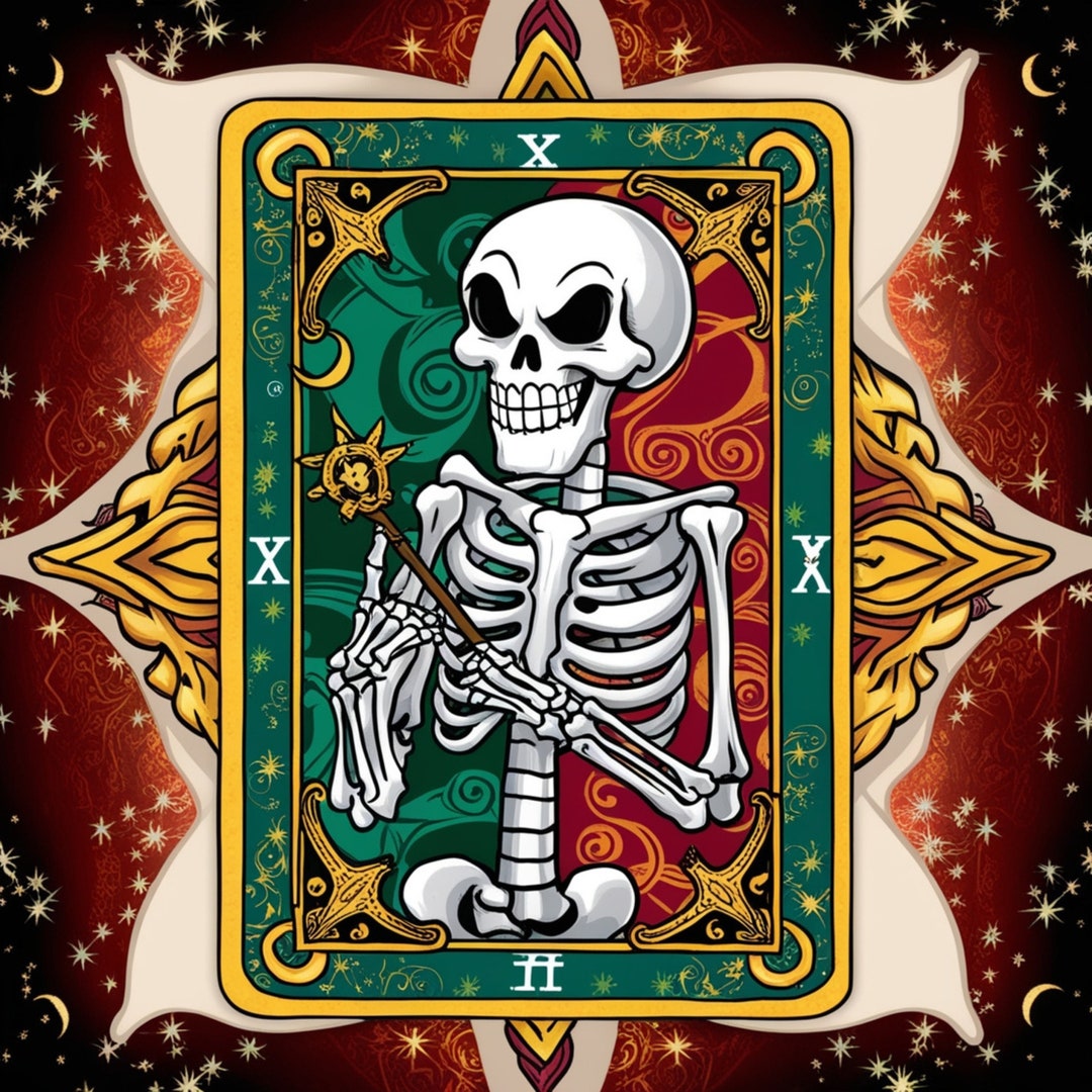 Skeleton X, a Humorous Tarot Card, Rendered in Vibrant Digital Art ...