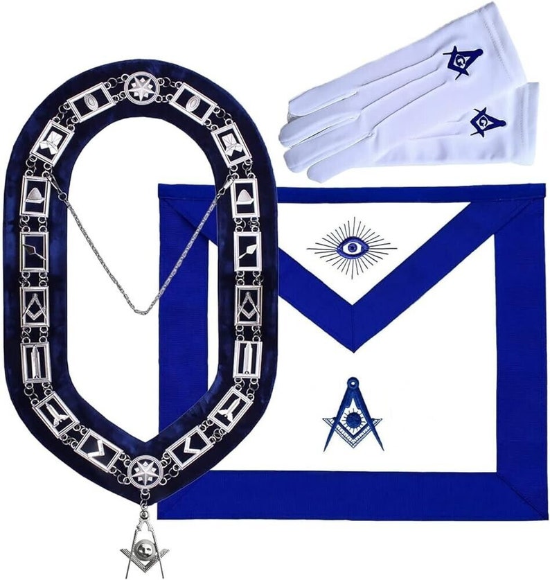 Masonic Regalia Blue Lodge Officer Senior Deacon Apron, Chain Collar ...