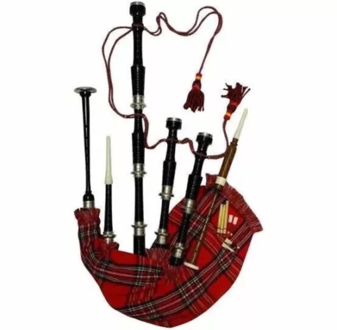 Great Highland Black Bagpipe Rosewood Silver Mounts Royal Stewart ...