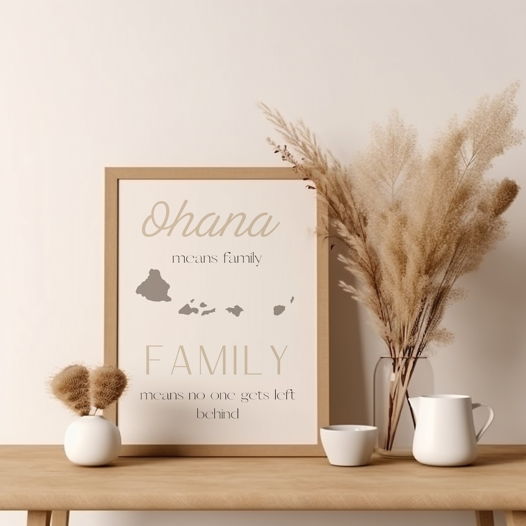 Digital Print, Wall Art, Ohana Means Family, Hawaiian Print, Island ...