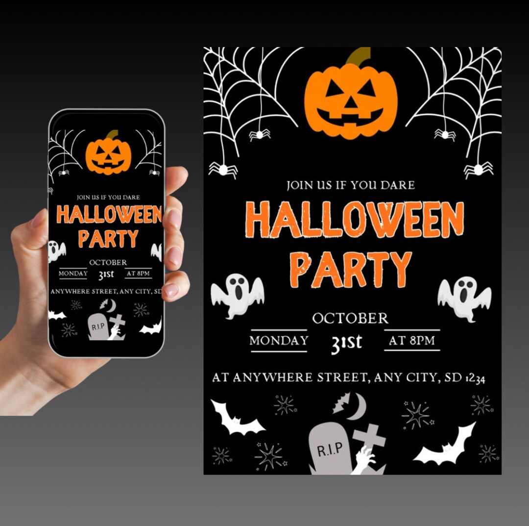 Digital Halloween Party Invitation | DIY Canva Template | Electronic ...