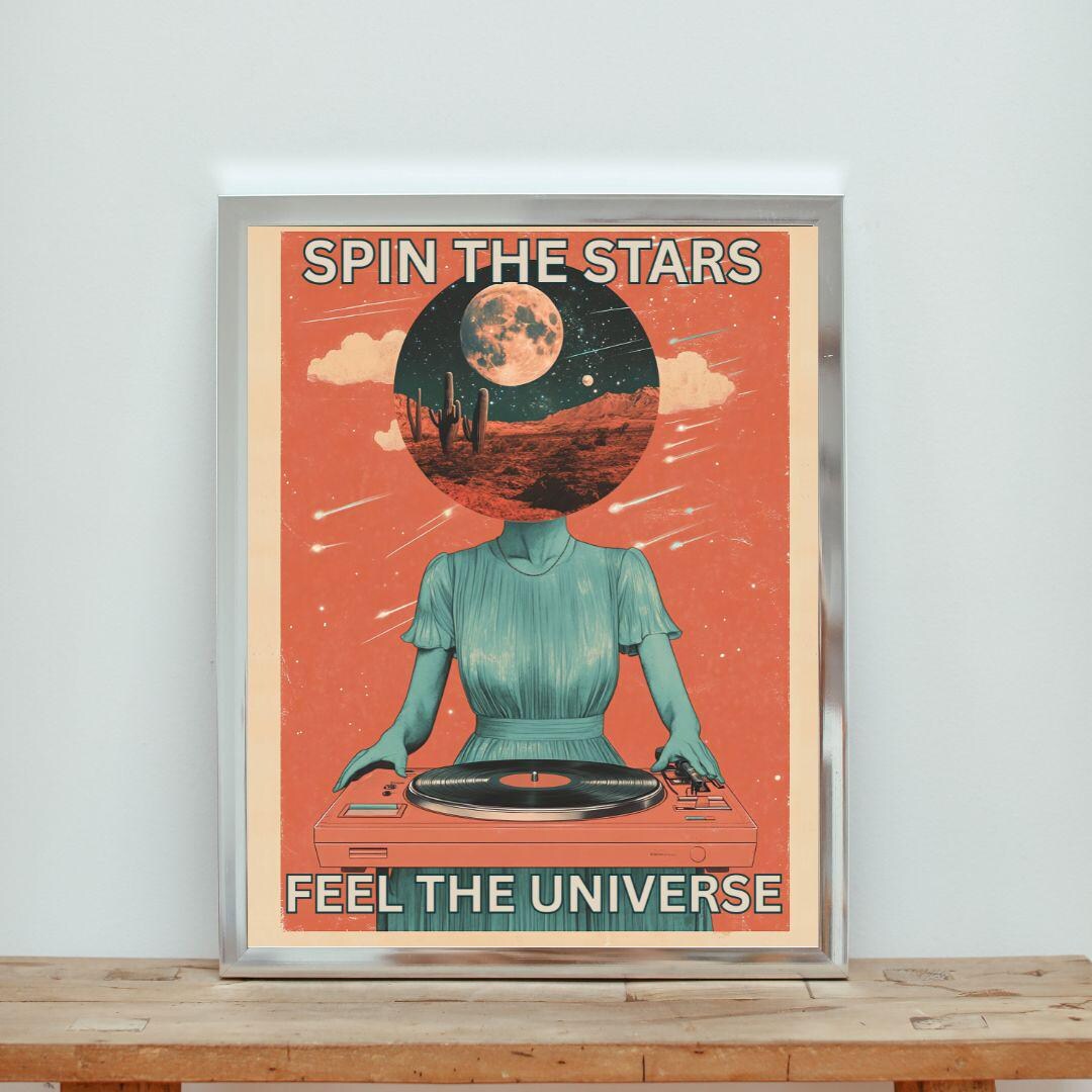 Spin the Stars Feel the Universe Vintage Poster, Spin the Stars Print ...