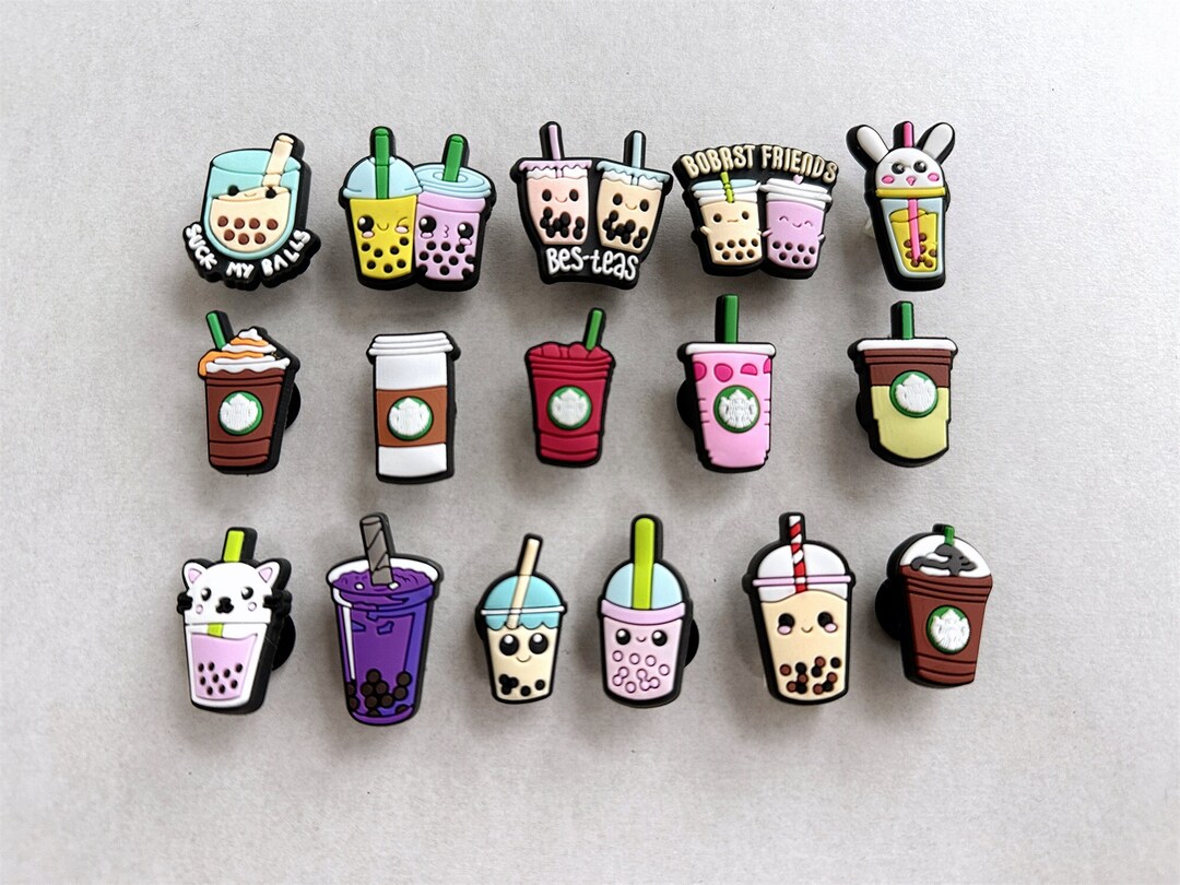 Milk Tea Croc Charms Kawaii Coffee Croc Charms Cute Shoe - Etsy