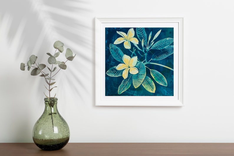 Monotype Print of Frangipani Flower 3 - Frangipani Fine Art Print ...