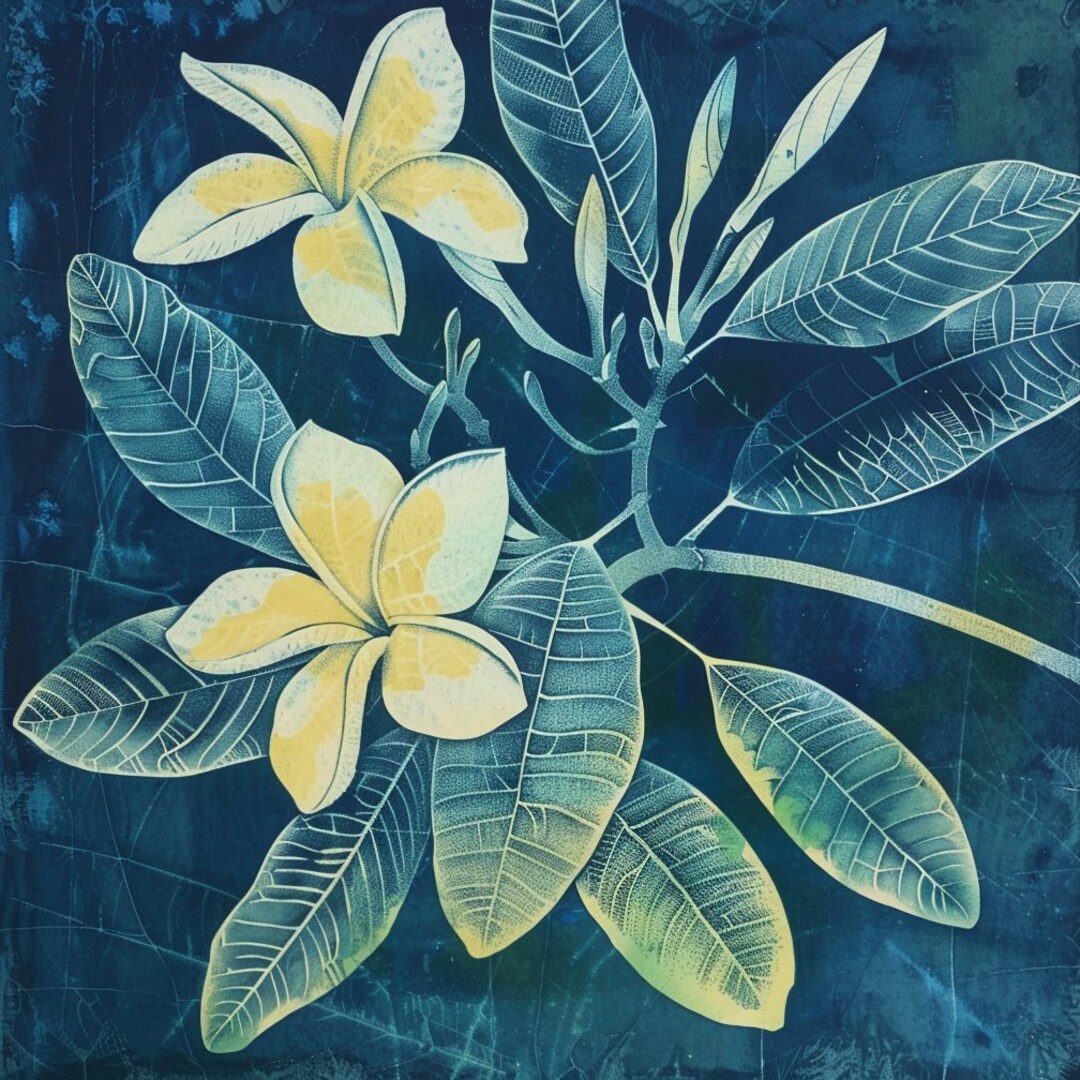 Monotype Print of Frangipani Flower 3 - Frangipani Fine Art Print ...