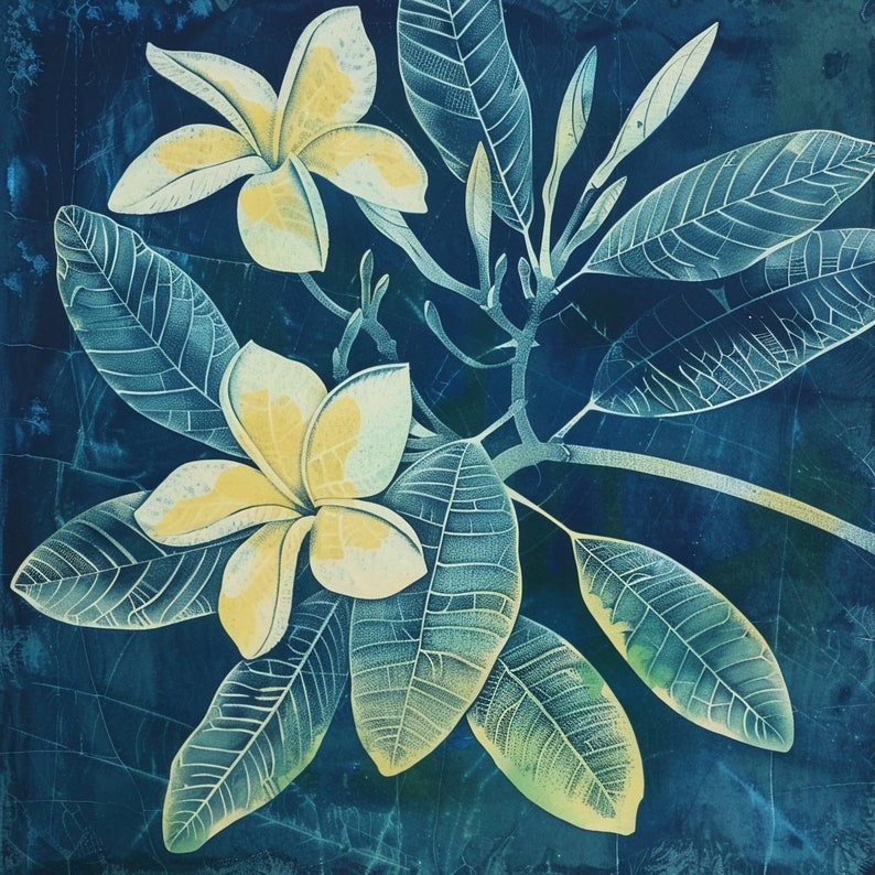 Monotype Print of Frangipani Flower 3 - Frangipani Fine Art Print ...