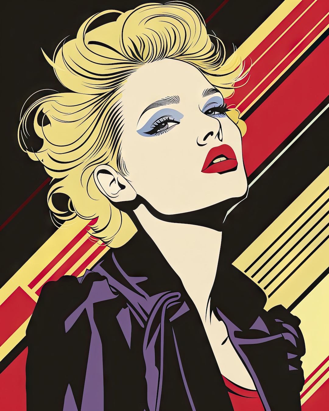 Nagel Inspired Fine Art Print - Kim - 80's Inspired Graphic Portrait - Etsy
