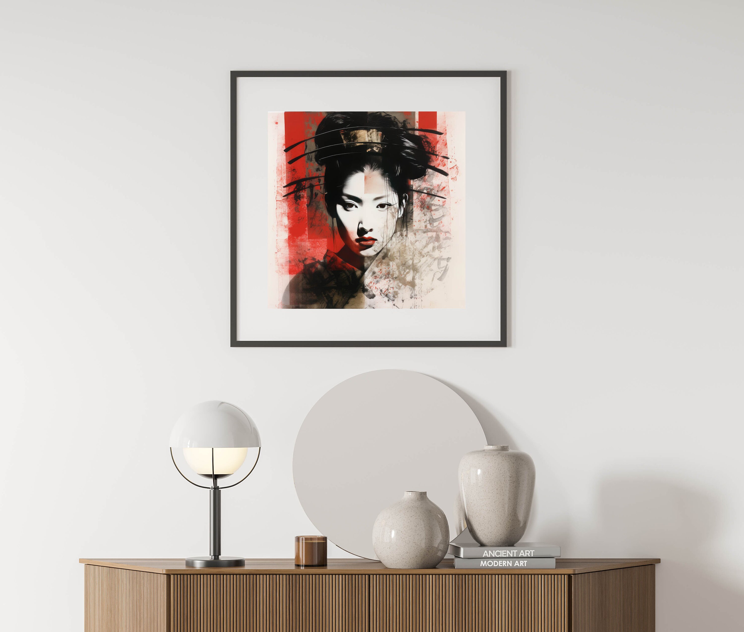 Monotype Style Art Print 3 - Japanese Lady Art Print - Modern Geisha ...