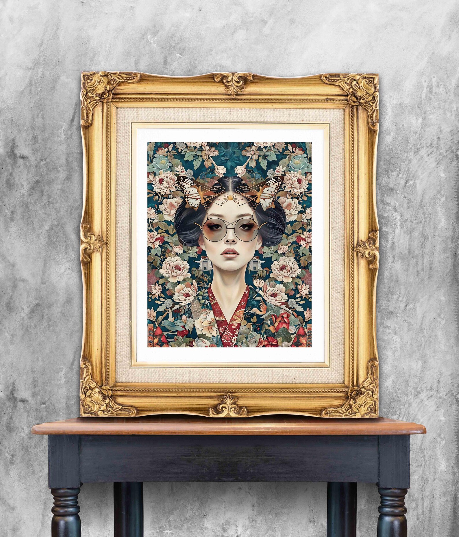 Wallpaper Girl 1- Fine Art Print - Modern Japanese Lady Art Print ...