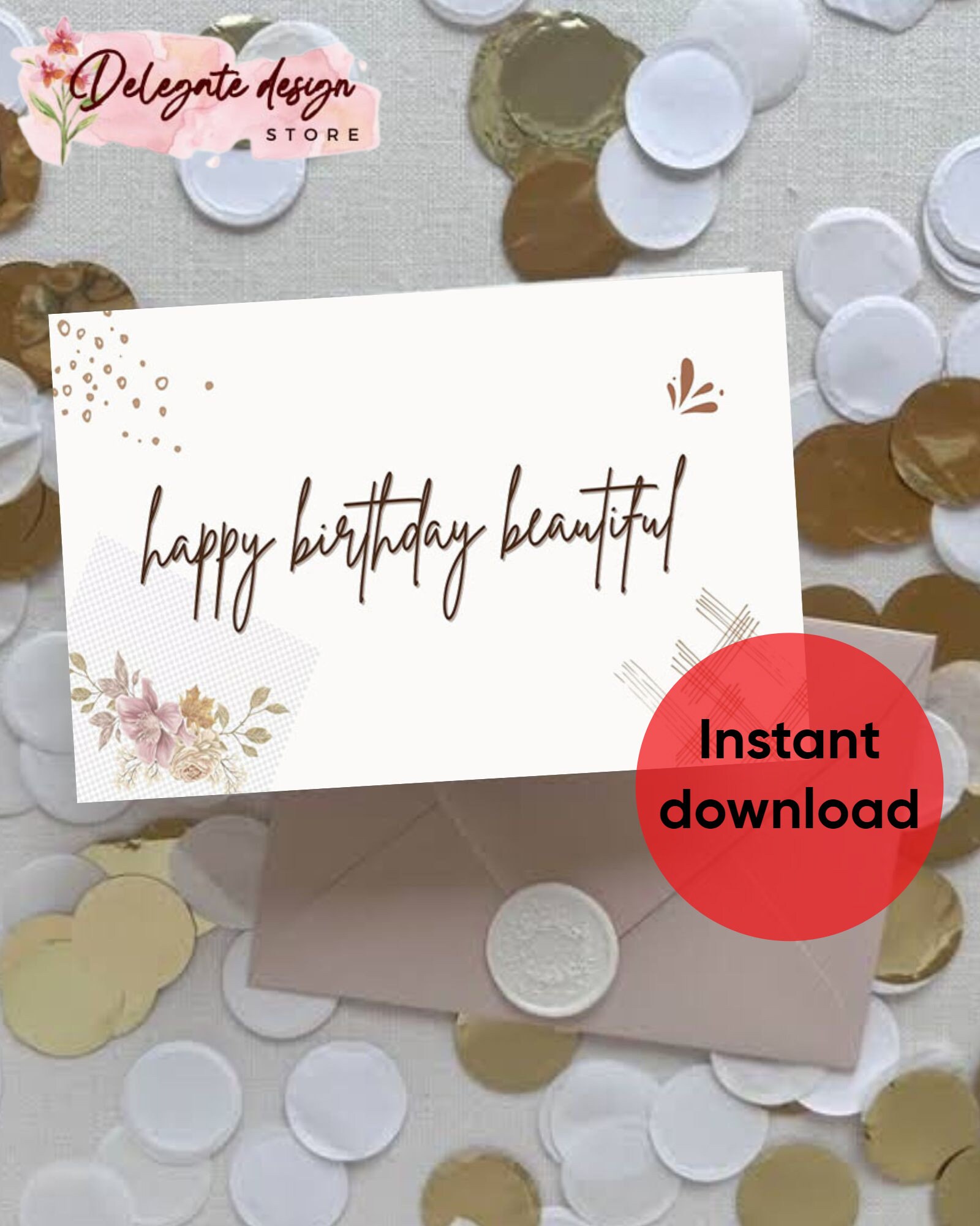 Printable Birthday Card Happy Birthday Beautiful 7x5 Inch - Etsy