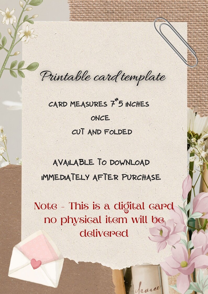 Good Luck Wishing Card| Printable Best Wishes Card| Floral | 7x5 Inch ...