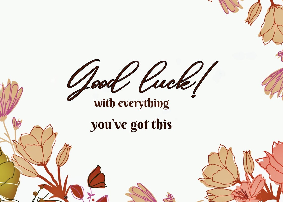 Good Luck Wishing Card| Printable Best Wishes Card| Floral | 7x5 Inch ...