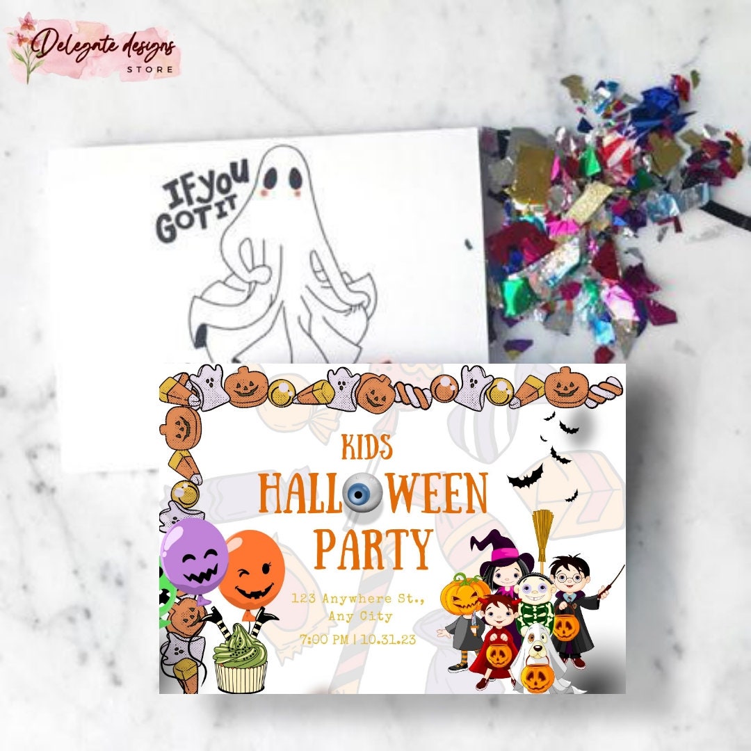 Printable Kids Halloween Party Invitation Cardhalloween - Etsy