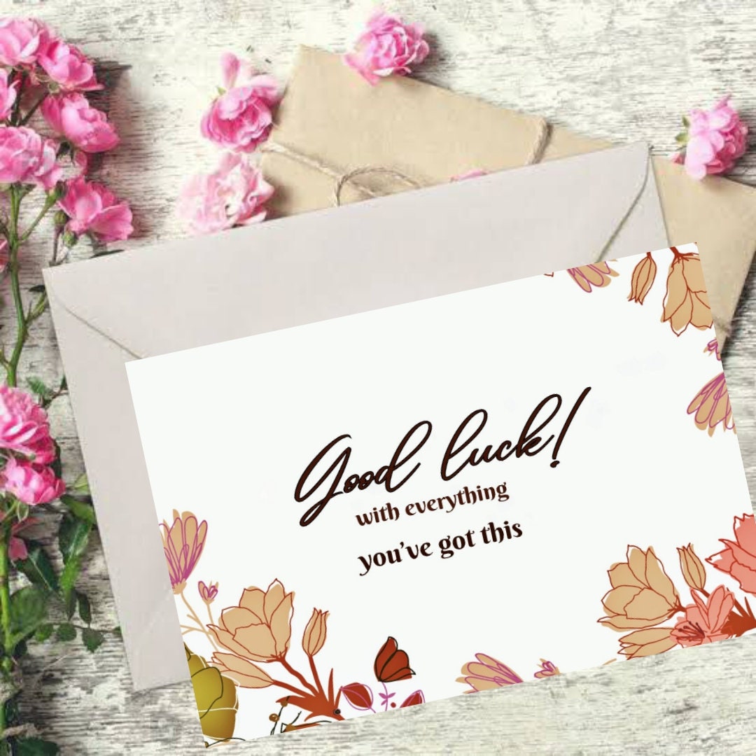 Good Luck Wishing Card| Printable Best Wishes Card| Floral | 7x5 Inch ...