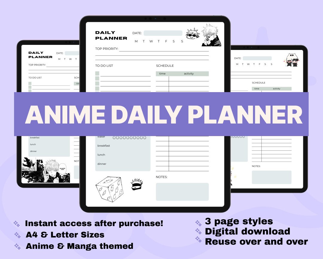 Anime Sorcerer Themed Daily Planner | A4 & Letter Sizes | Download or ...