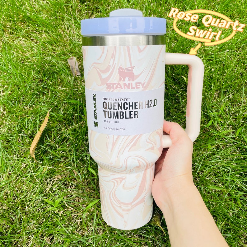 Stanley Rose Quartz Swirl 40 Oz. Quencher Flowstate Tumbler - Etsy