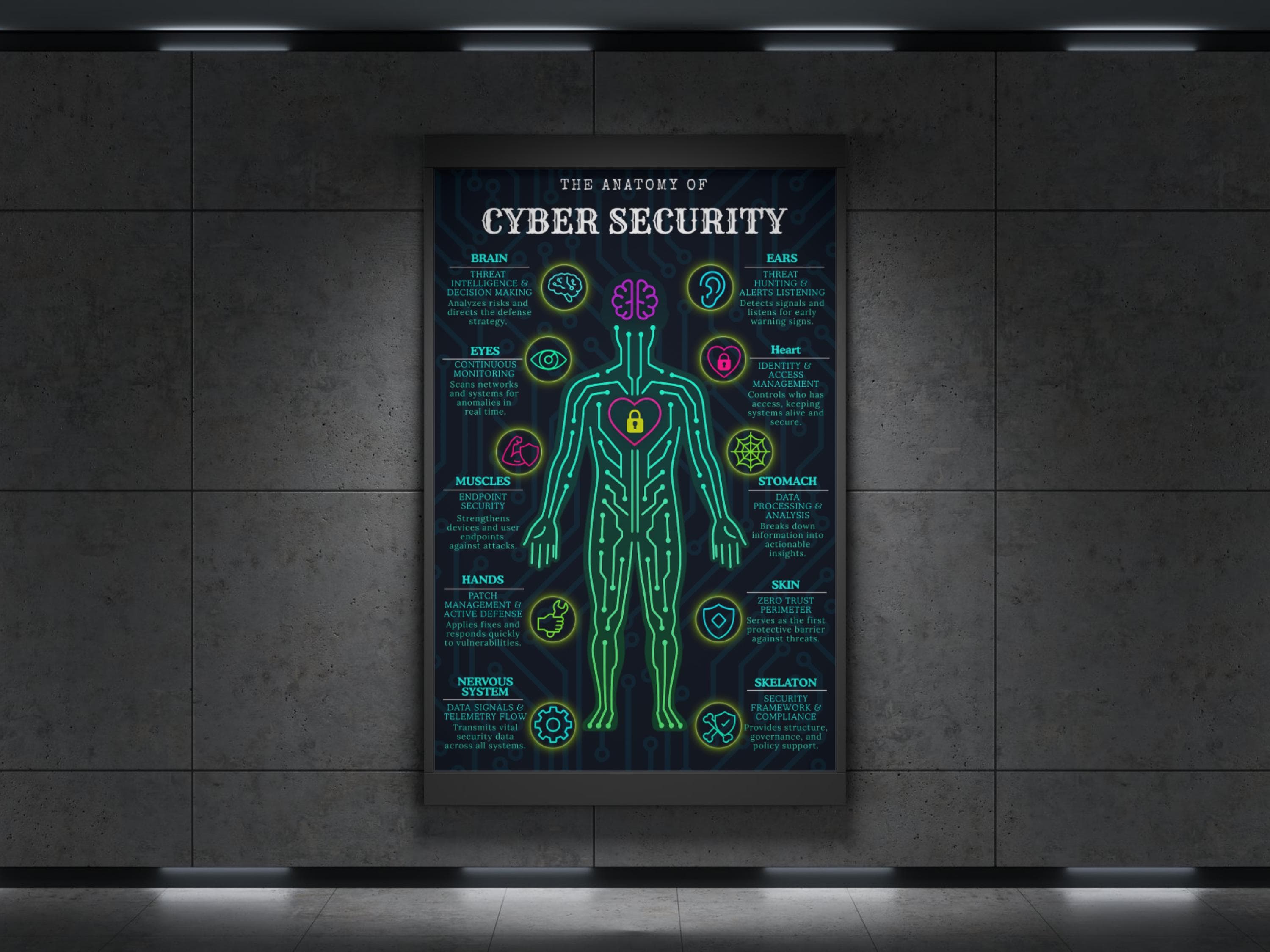 The Anatomy of Cyber Security Poster | Cybersecurity Wall Art | Ethical ...