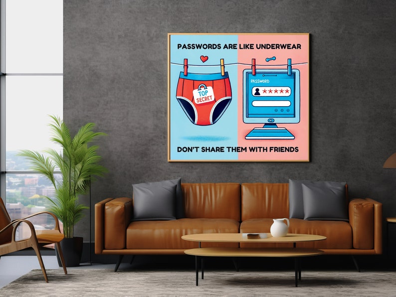 Cybersecurity Wall Art - 'passwords Are Like Underwear' - Quirky Tech ...