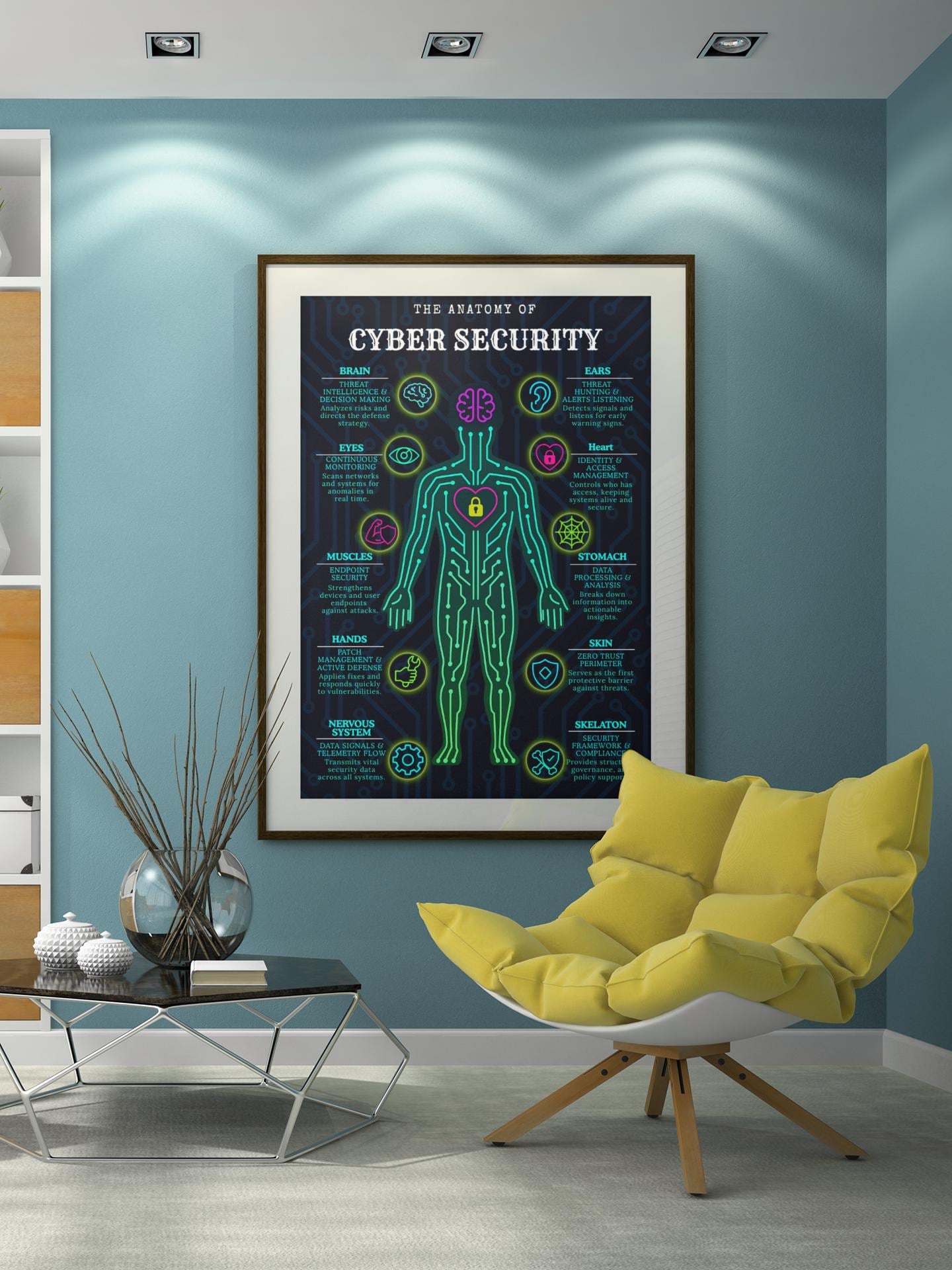 The Anatomy of Cyber Security Poster | Cybersecurity Wall Art | Ethical ...