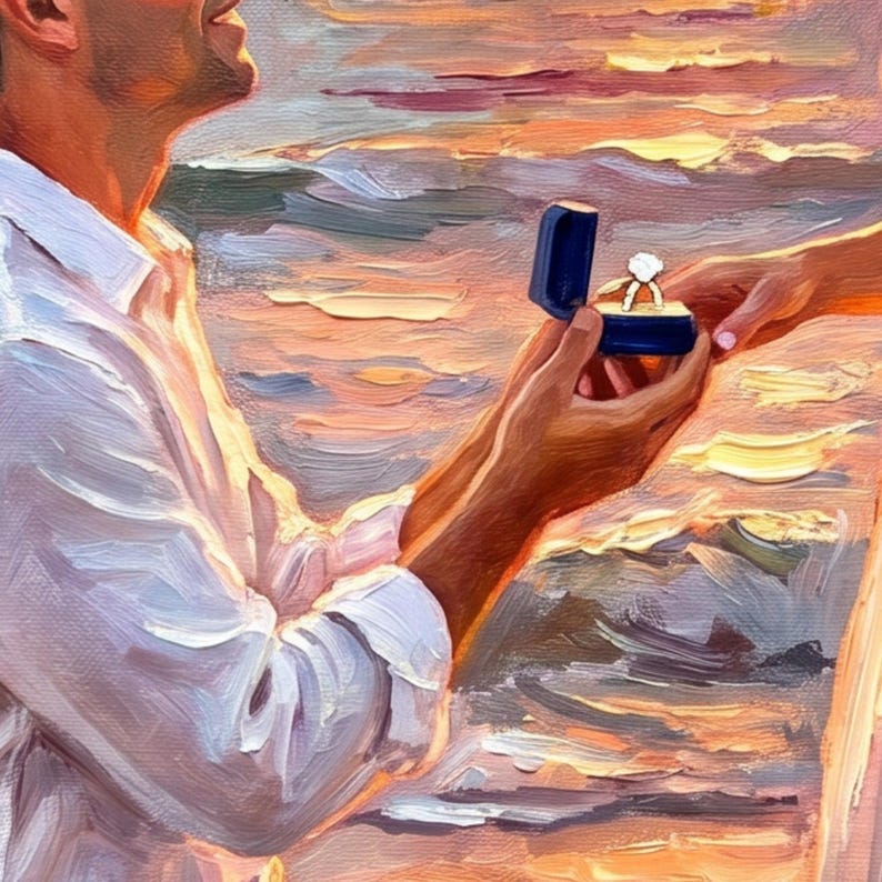 Custom Oil Painting Portrait, Beach Proposal Couple, Anniversary ...