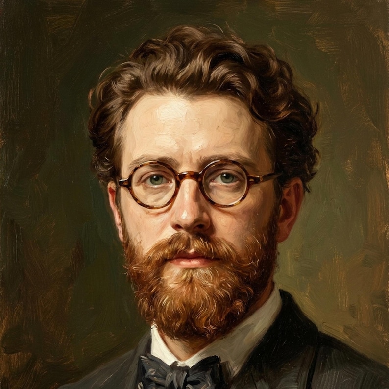 Custom Vintage Style Oil Portrait From Photo, Hand Painted Gentleman ...
