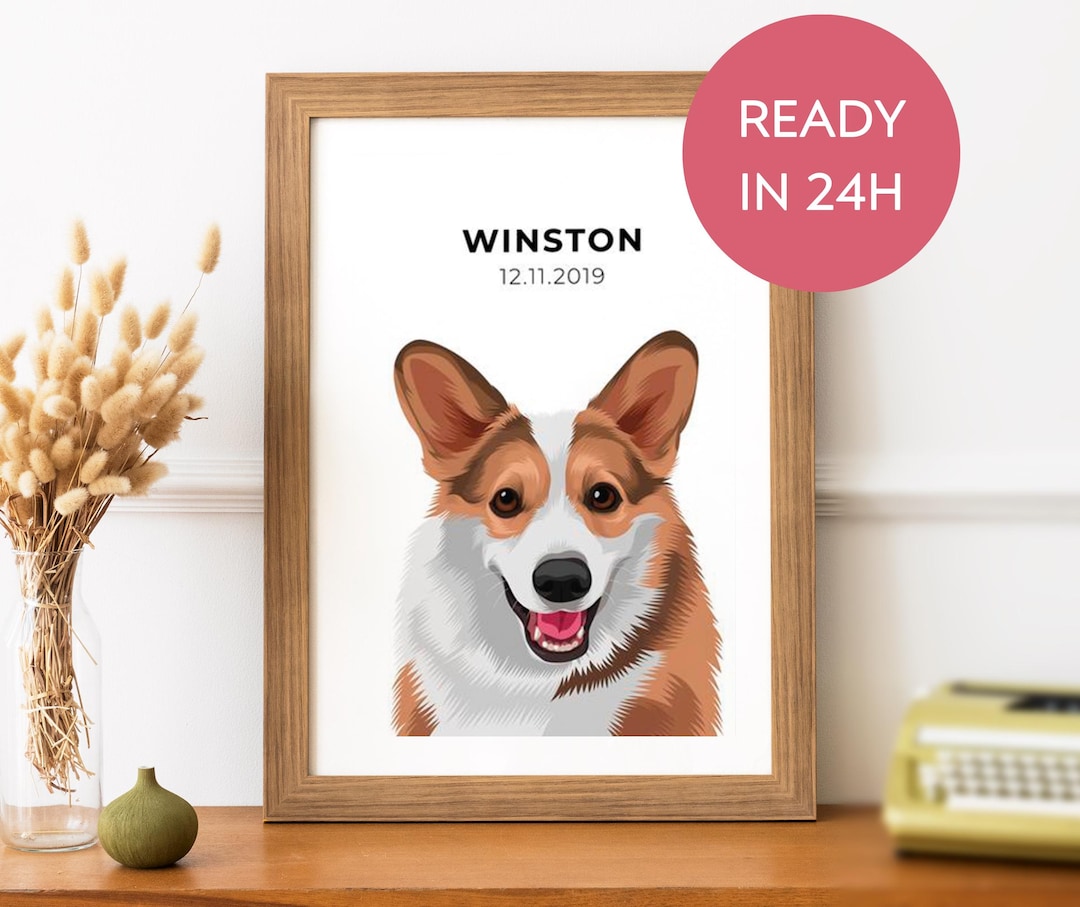 Pet Portrait Custom Dog Wall Art. Custom Personalized Printable DIGITAL ...