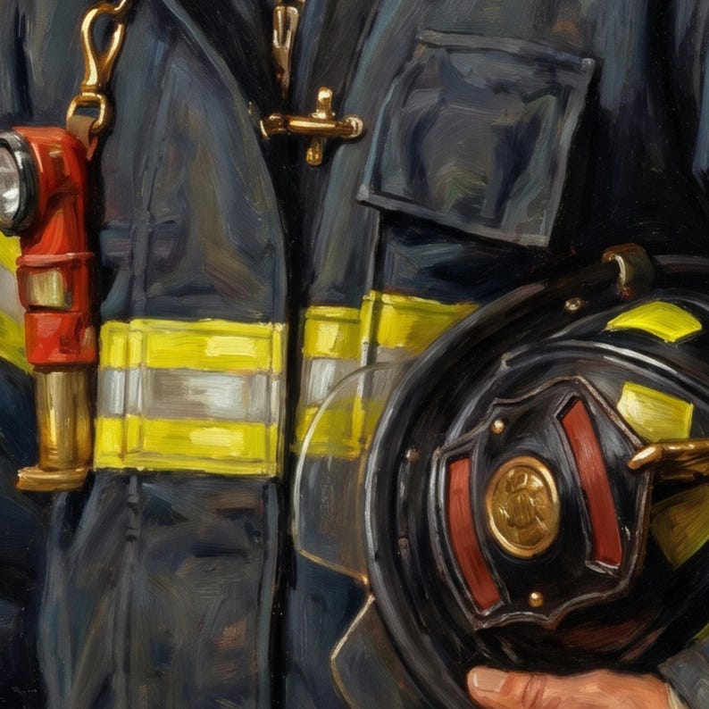 Custom Firefighter Oil Portrait, Hand-painted Memorial Hero Gift - Etsy